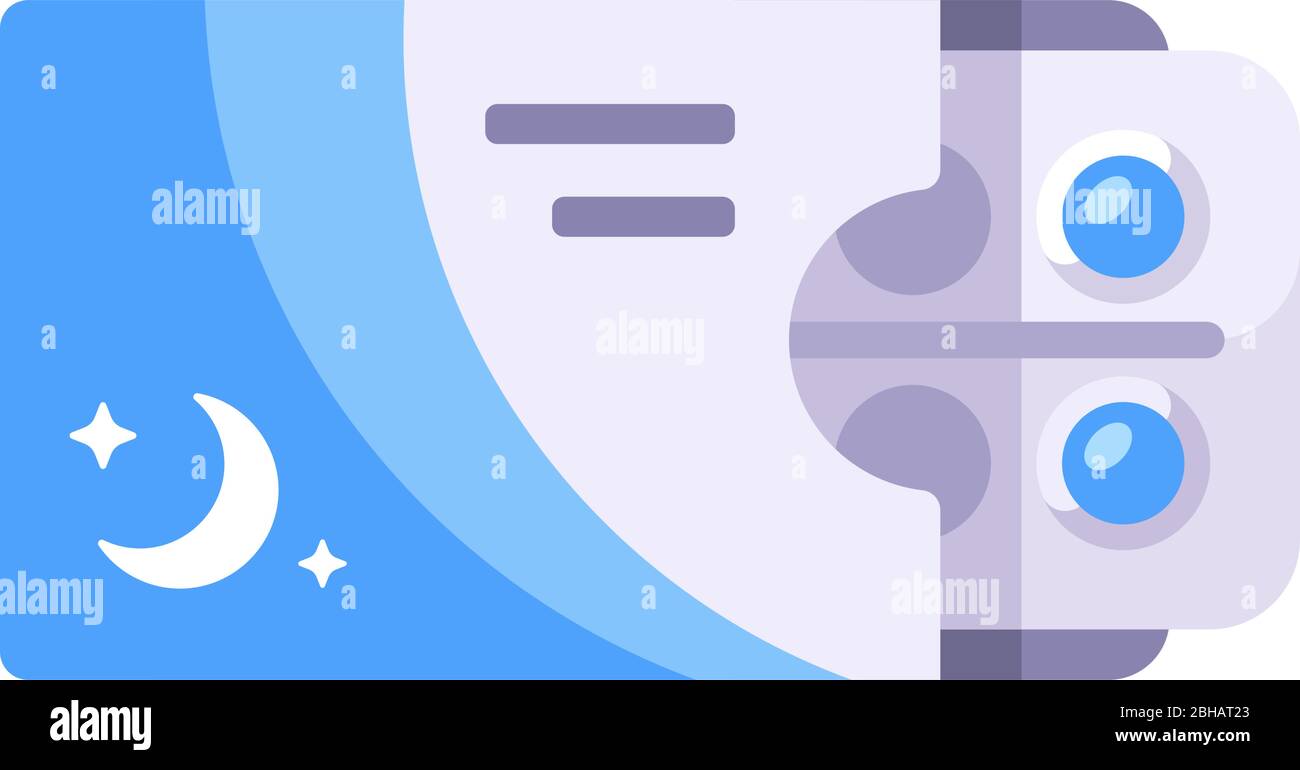 Blue sleep tablets pack. Blister with pills in a box flat illustration ...