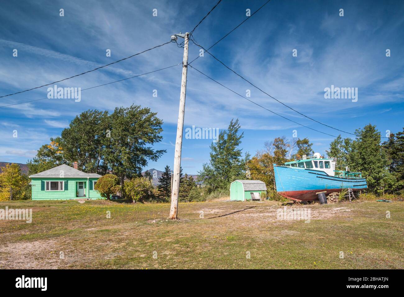 Canada, Nova Scotia, Cabot Trail, Dingwall, fishing bots Stock Photo ...