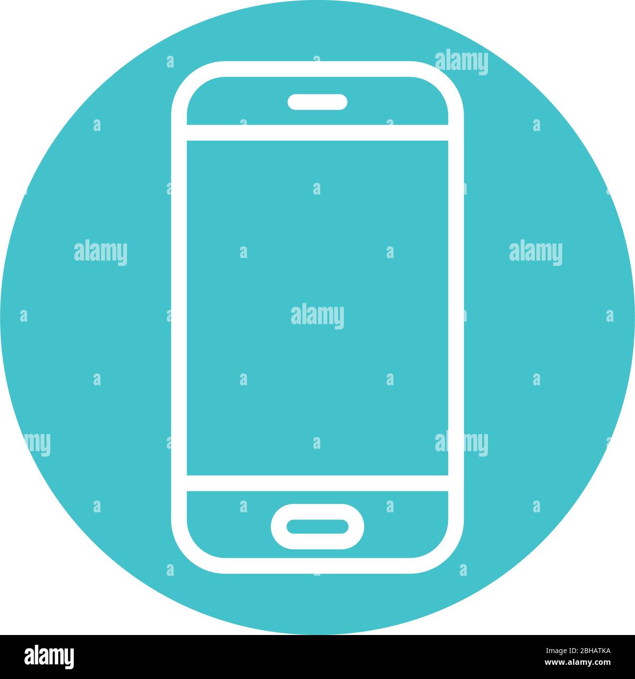 smartphone icon over white background, block line style, vector ...