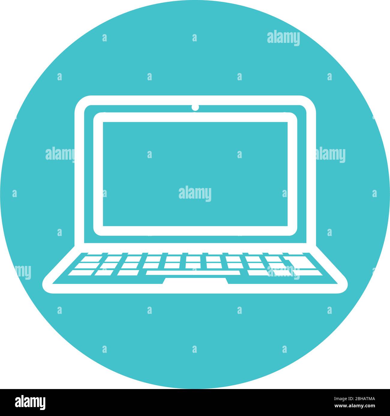 laptop computer icon over white background, block line style, vector ...