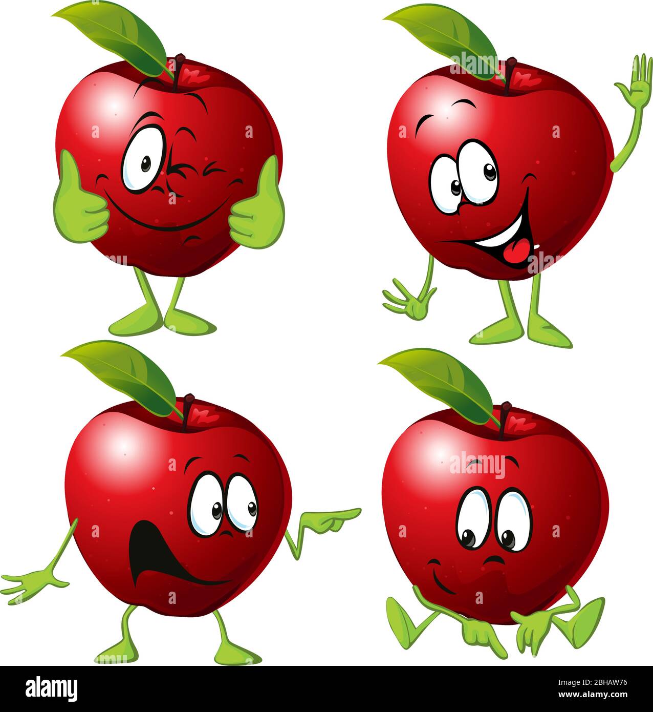 Red apple cartoon with face and hand gesture - vector illustration ...