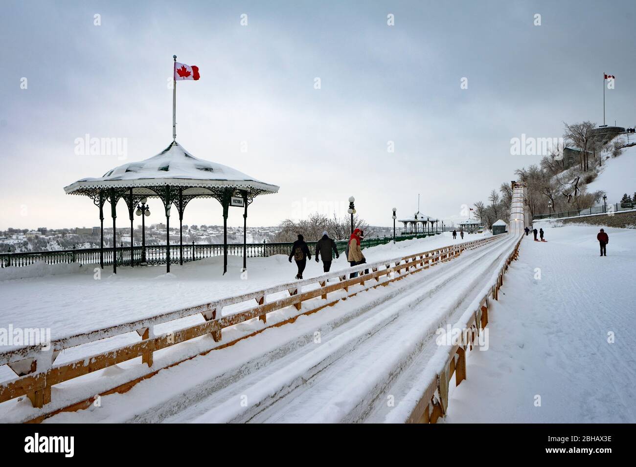 Old Quebec City street under the snow Stock Photo - Alamy