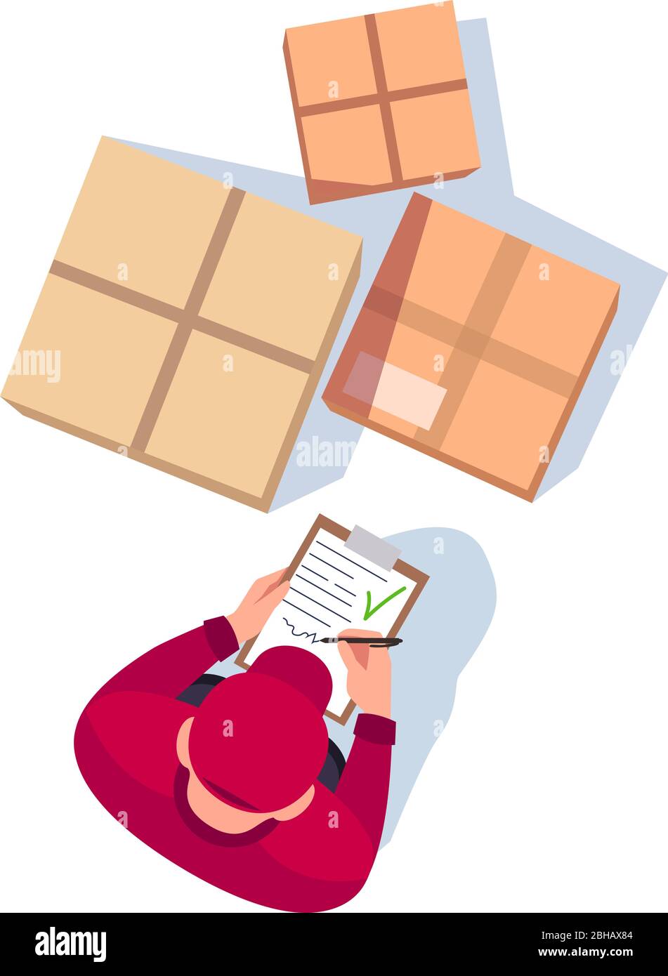 Check delivery document semi flat RGB color vector illustration Stock ...