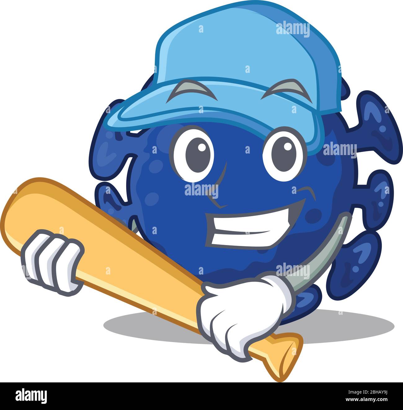Picture of streptococcus cartoon character playing baseball. Vector ...