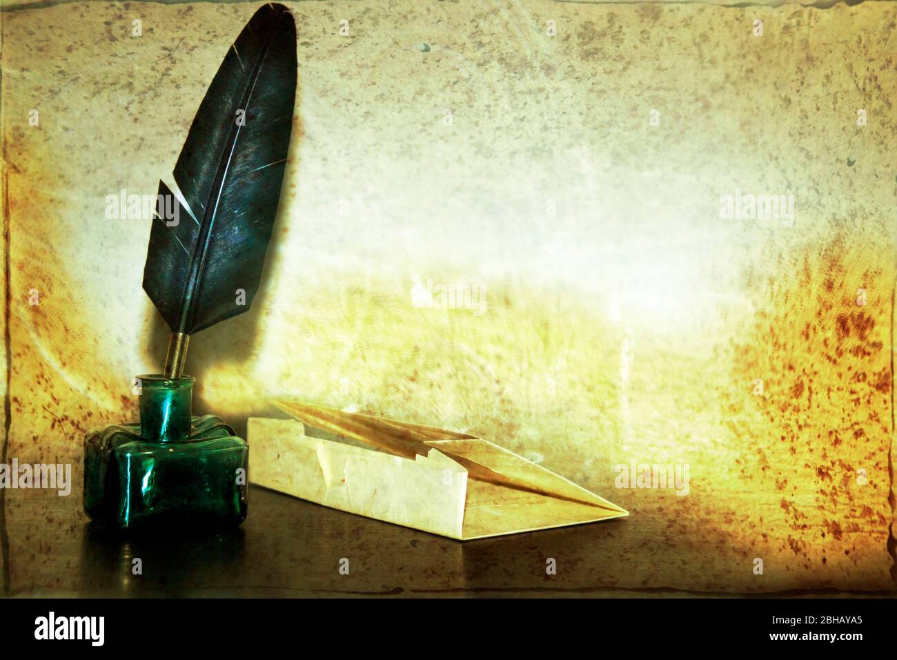 Vintage background. Old fashioned items on a table Stock Photo - Alamy