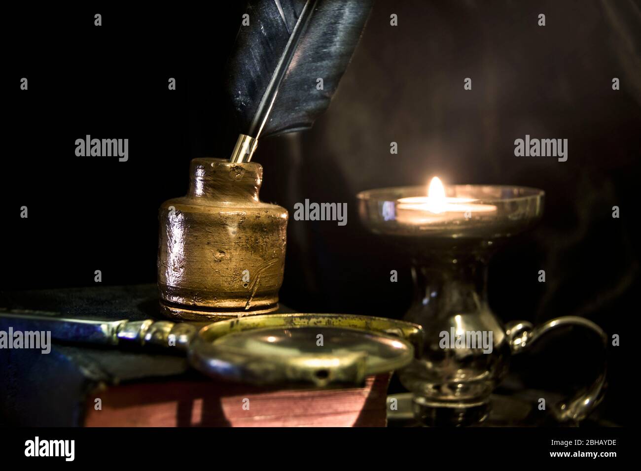 Vintage background. Old fashioned items on a table Stock Photo - Alamy