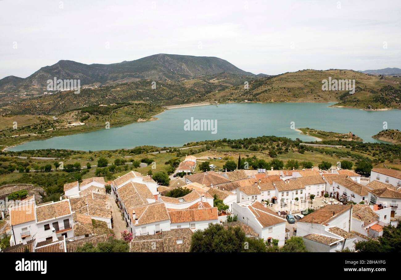 View over the village with the reservoir el gastor hi-res stock ...