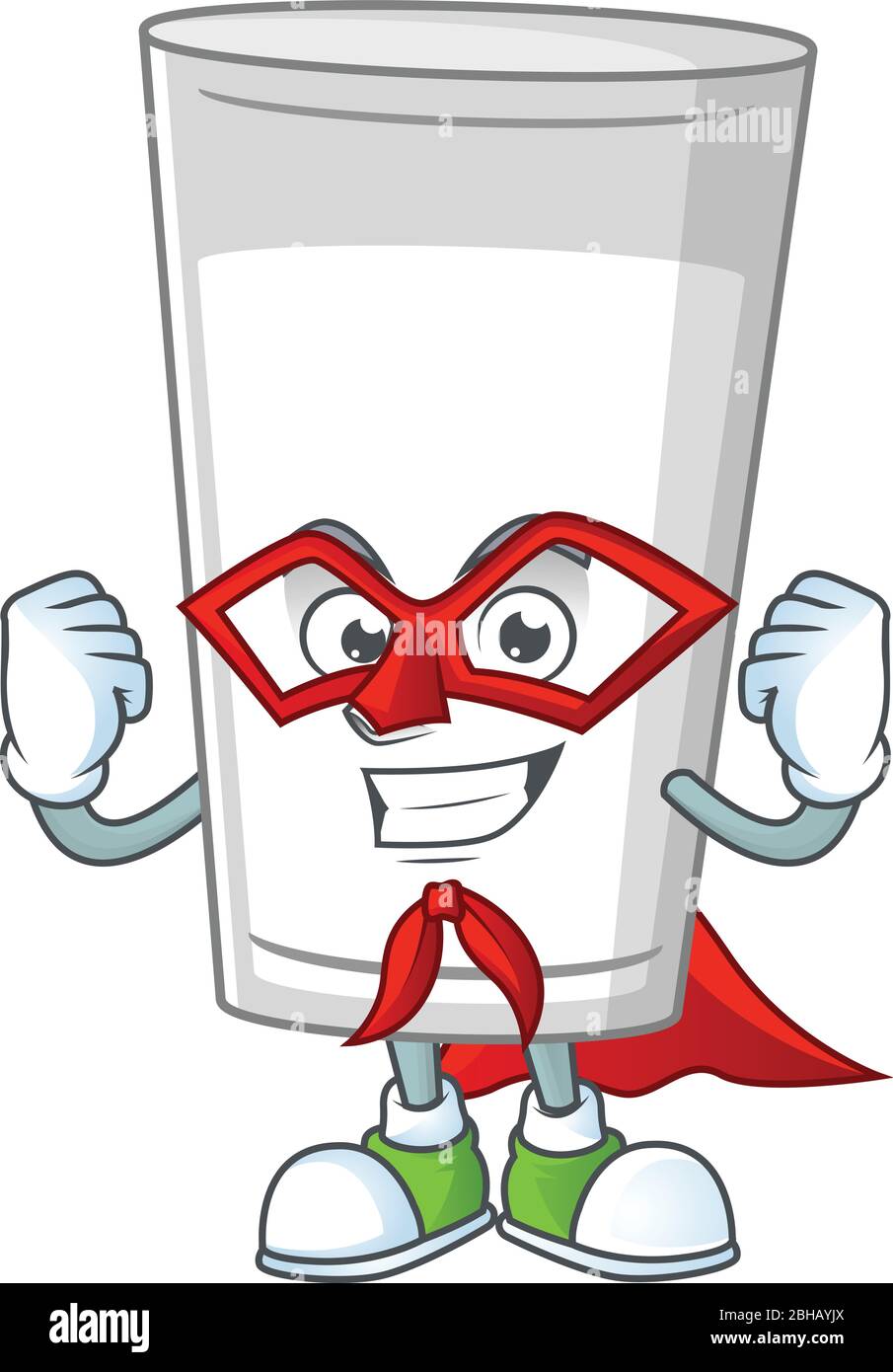 Glass of milk cartoon design concept dressed as Super hero Stock Vector ...