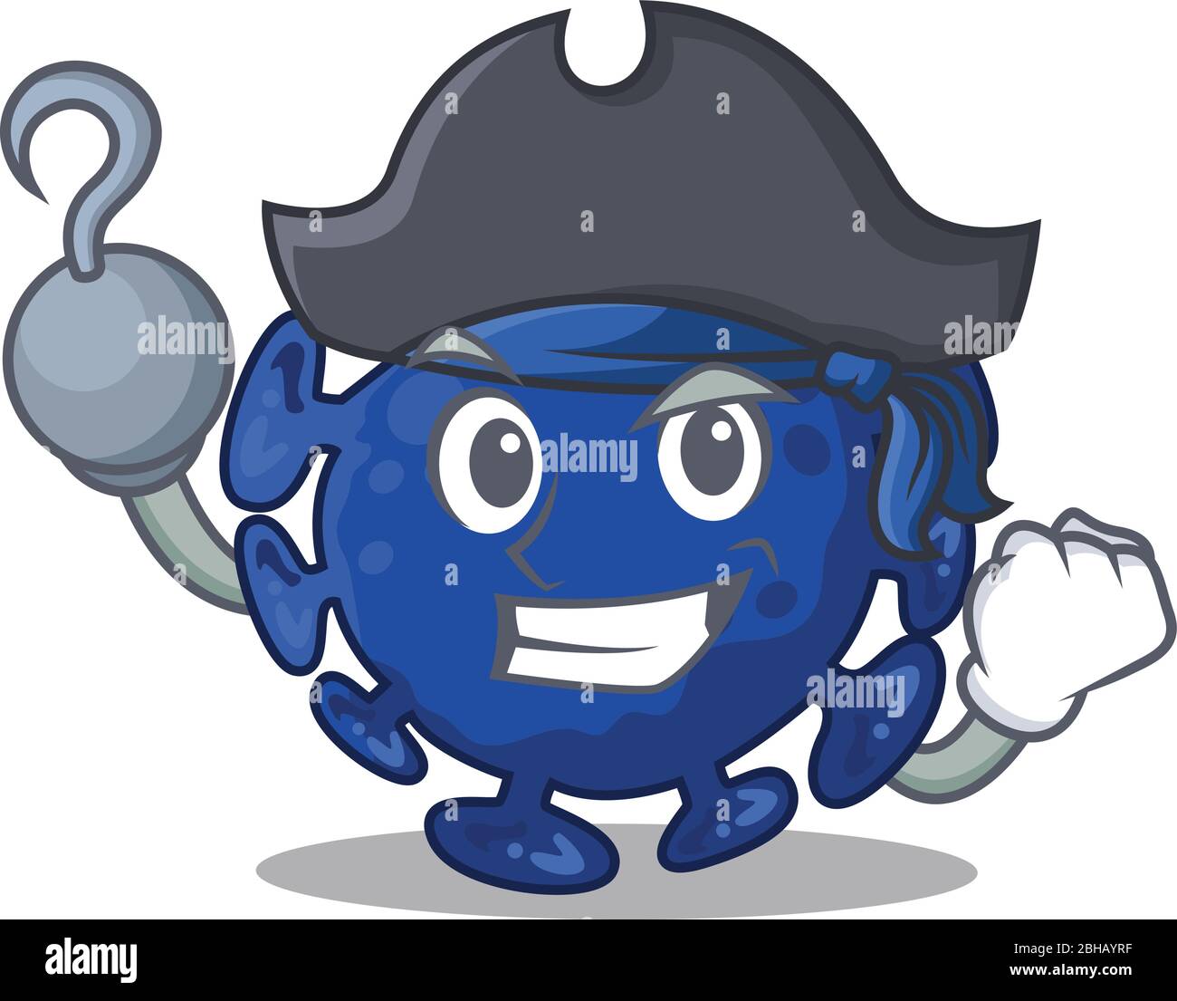 Streptococcus cartoon design style as a Pirate with hook hand and a hat ...