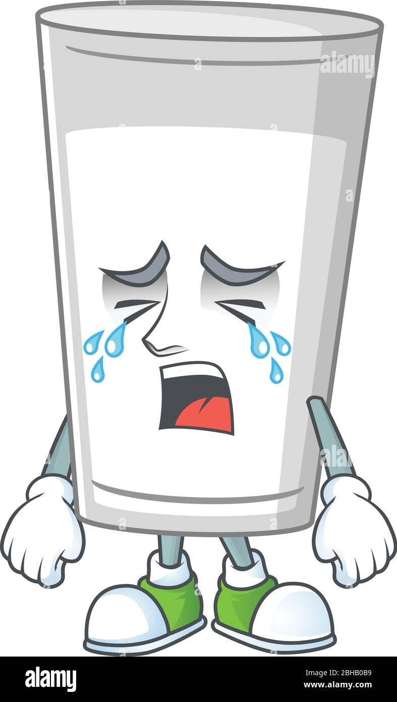 A weeping glass of milk cartoon character concept Stock Vector Image ...