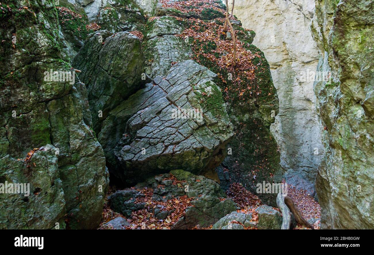 Gorge at the albtrauf in the biosphere area swabian alb hi-res stock ...
