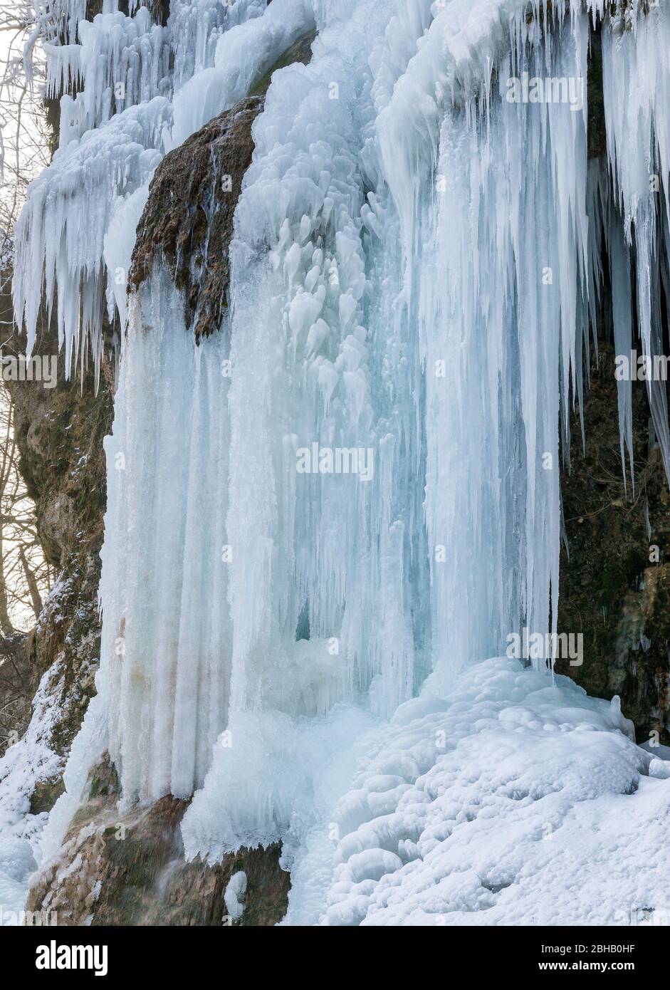 Germany, Baden-Württemberg, Bad Urach, frozen Urach waterfall Stock ...