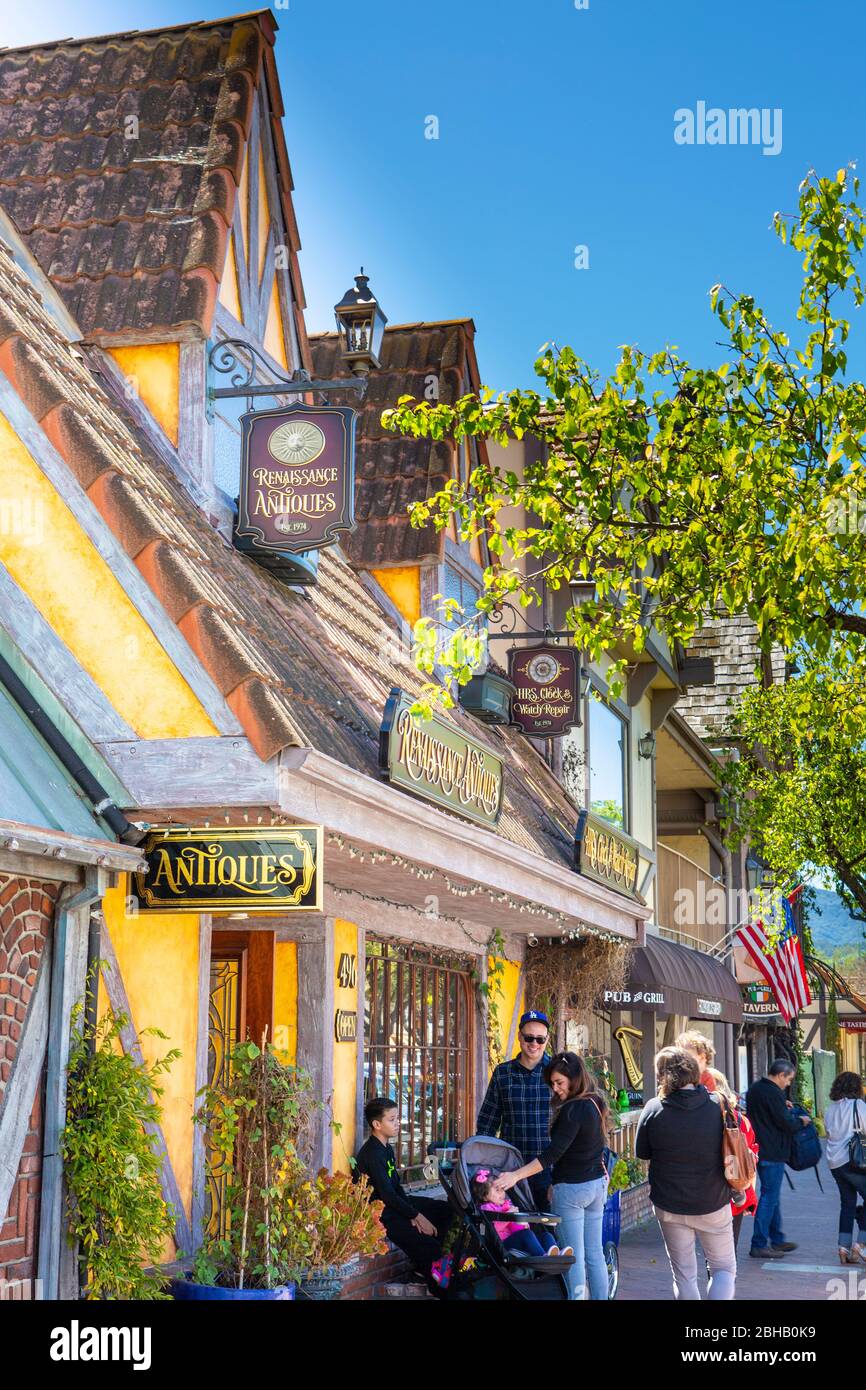 tourists shopping in Solvang, California Stock Photo - Alamy