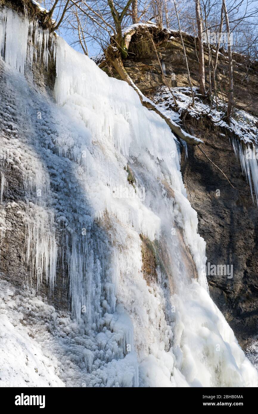 Ice at the zillhausener waterfall hi-res stock photography and images ...
