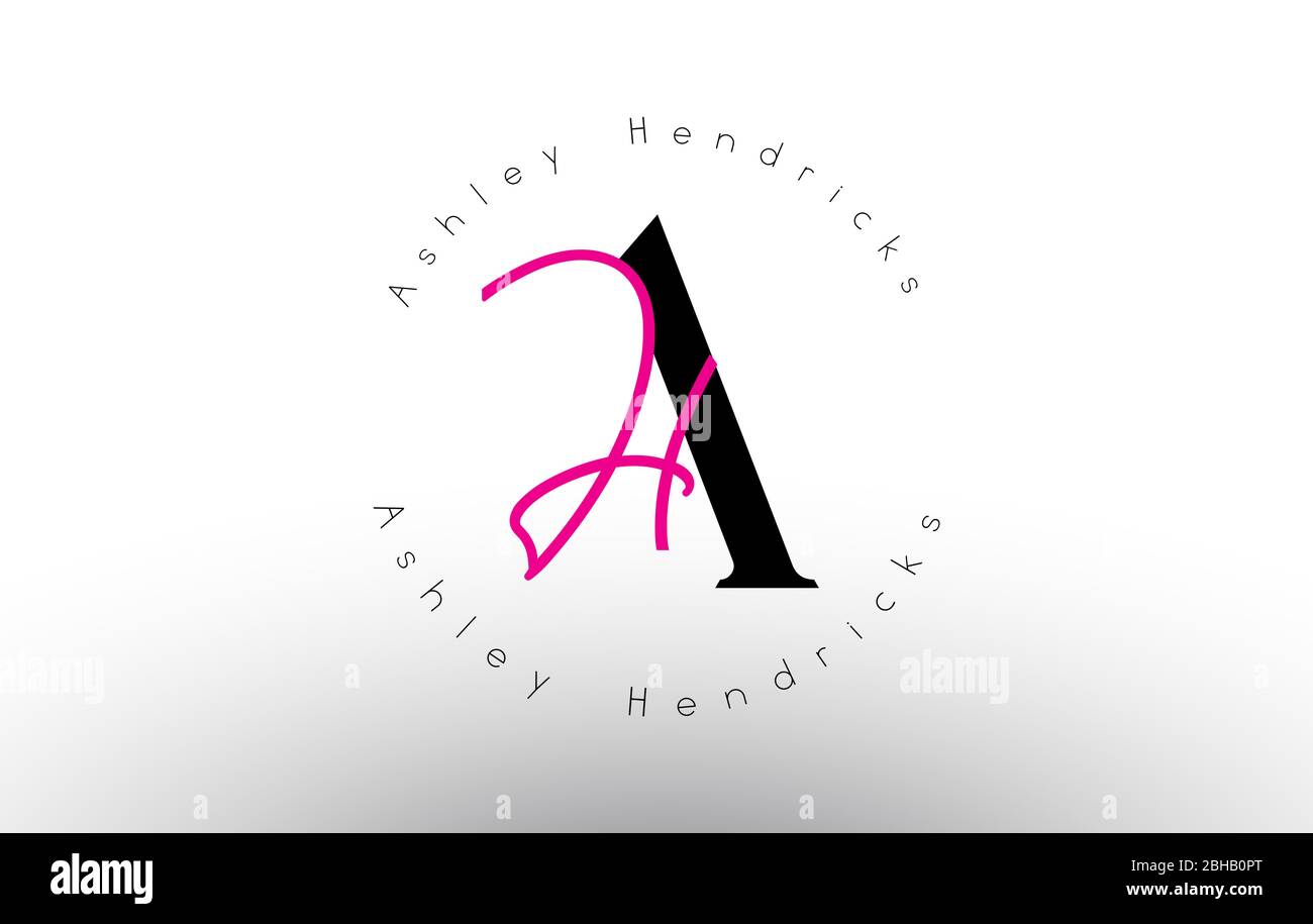 Letter AH signature minimalistic monogram vector logo. Simple AH Icon ...