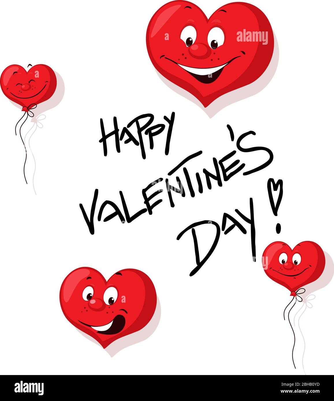 Happy Valentines Day Design with Funy Heart - Vector Illustration Stock ...