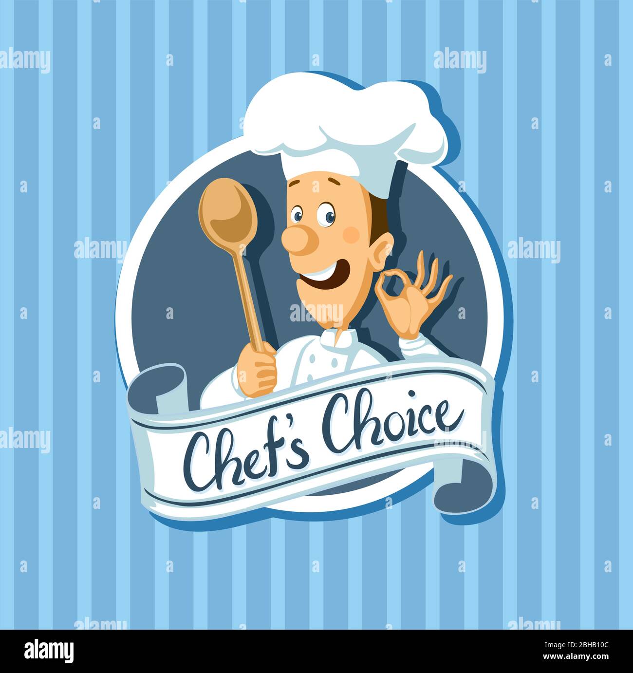 chef choise label with wooden spoon - flat design vector illustration ...
