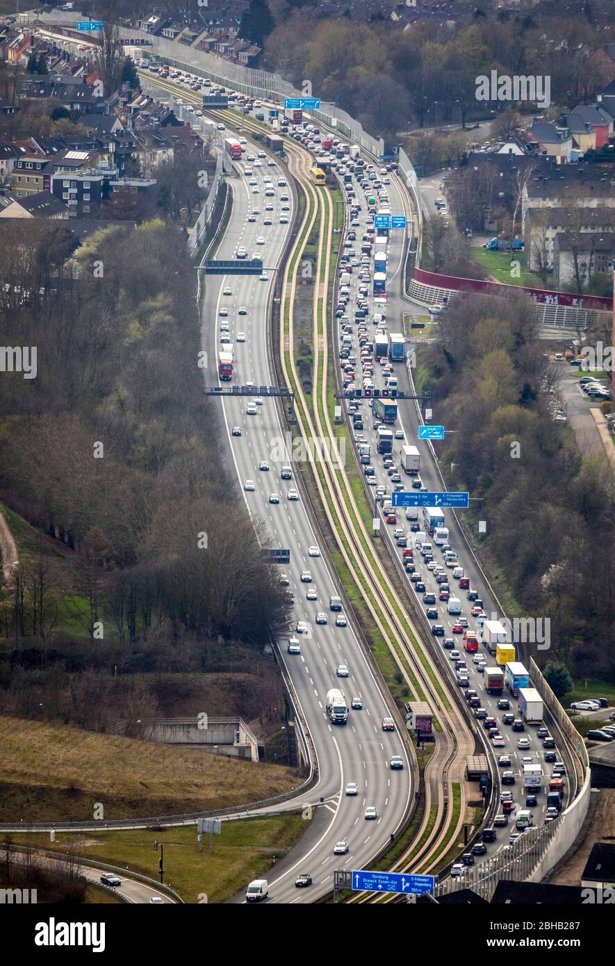 Traffic jam on the a40 near essen kray hi-res stock photography and ...