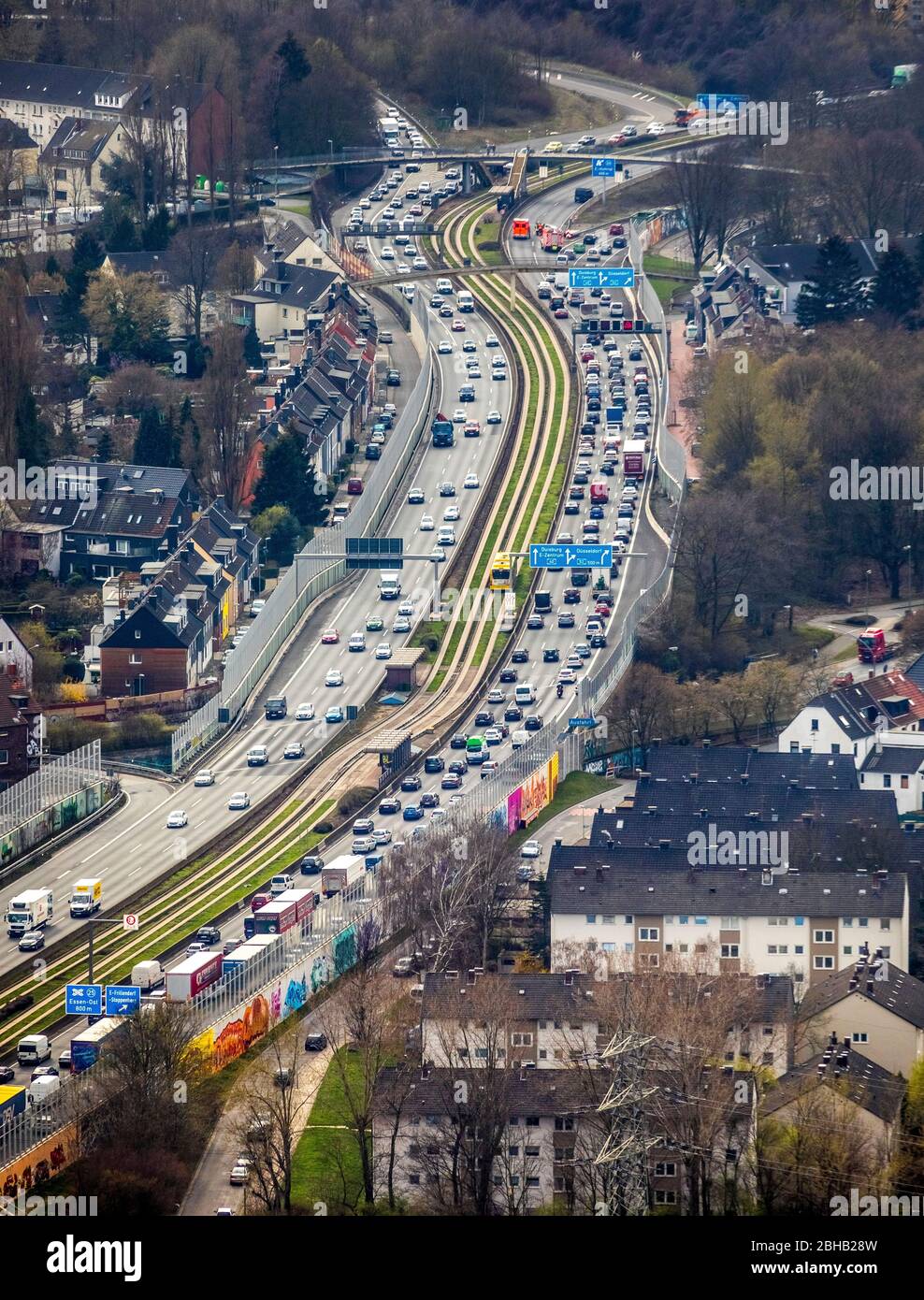 Traffic jam on the a40 near essen kray hi-res stock photography and ...