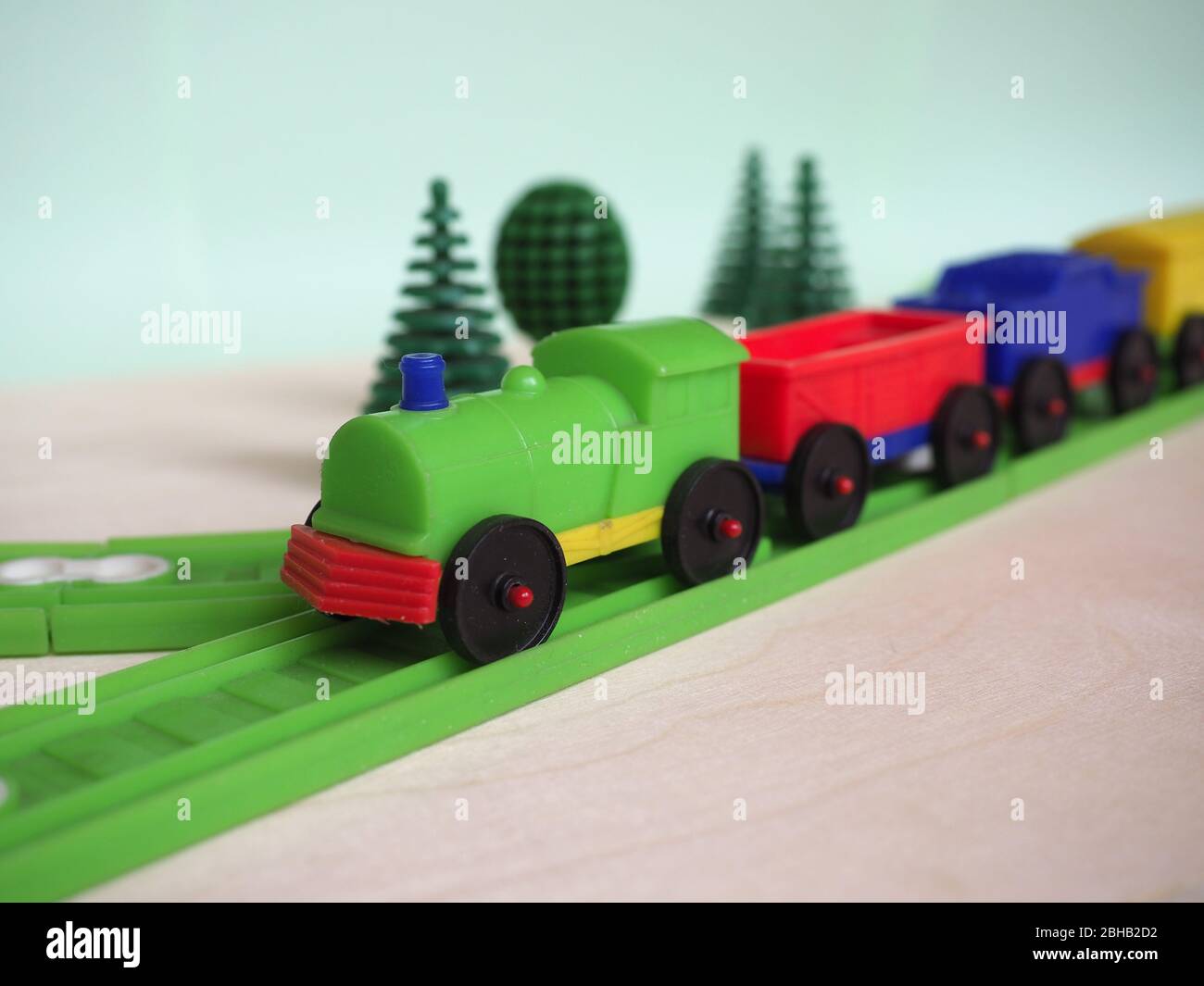 plastic scale model toy train and railway, selective focus Stock Photo ...