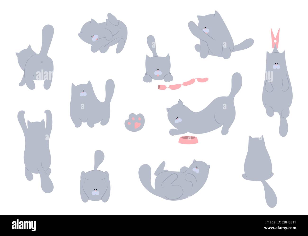 Cat vector illustration. Set cartoon cats flat design Stock Vector ...