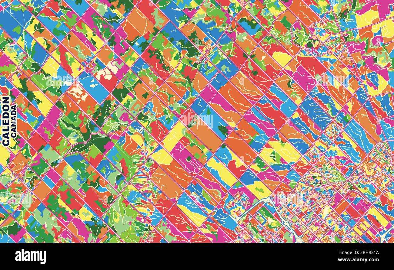 Colorful vector map of Caledon, Ontario, Canada. Art Map template for ...