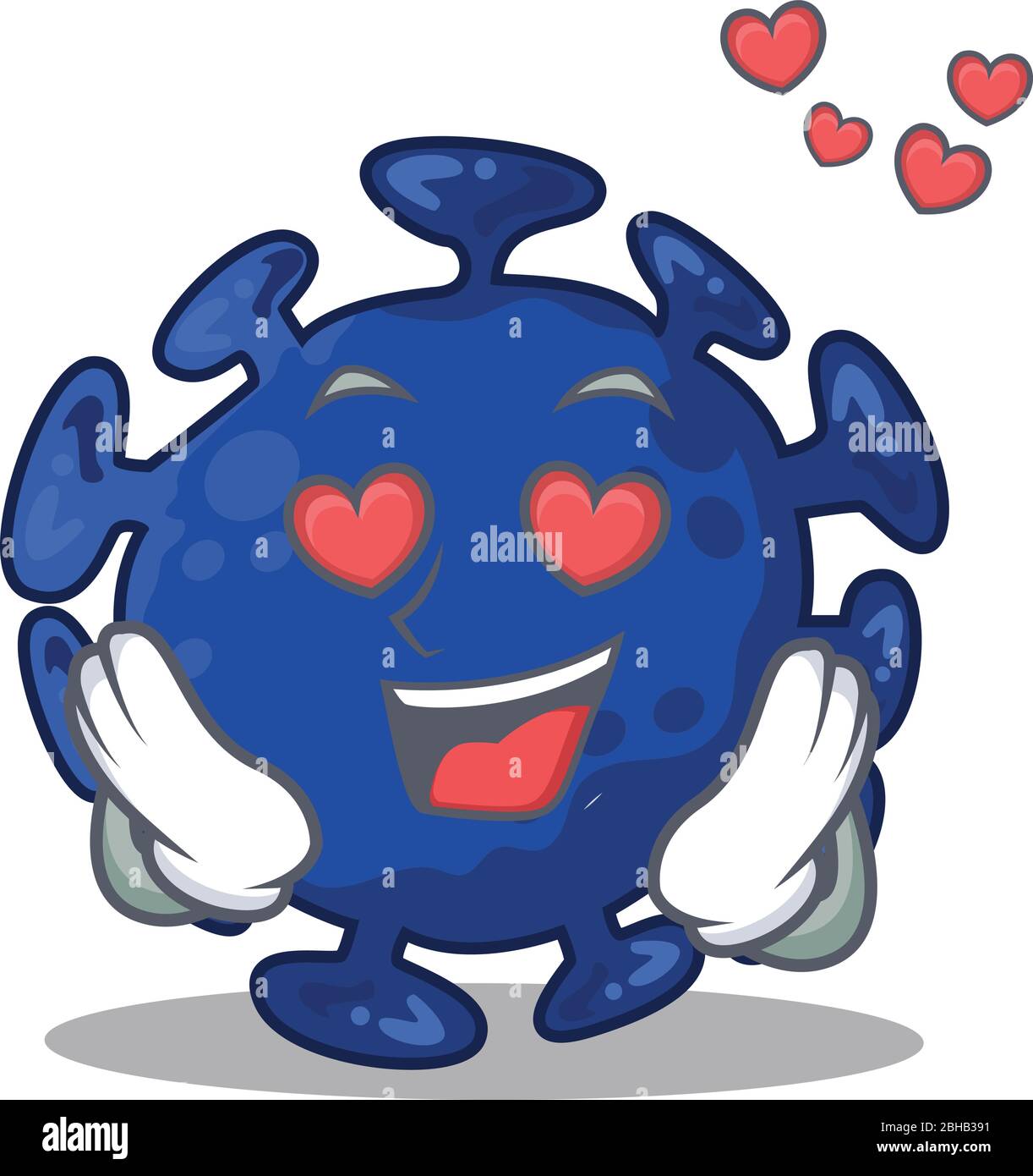 Cute streptococcus cartoon character has a falling in love face. Vector ...