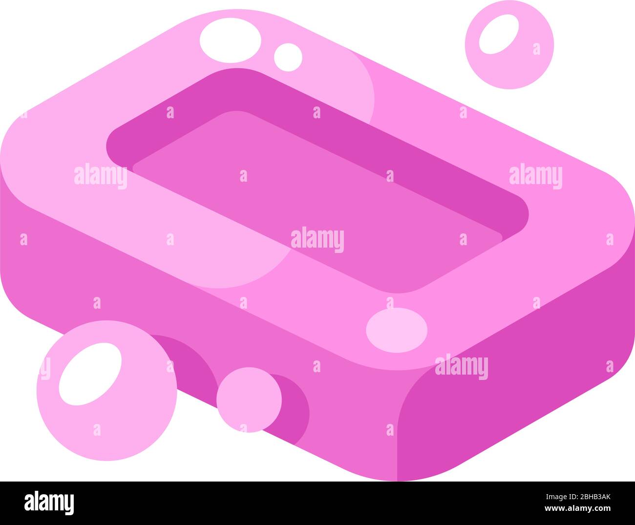 Pink soap bar with bubbles illustration. Hygiene flat icon Stock Vector ...