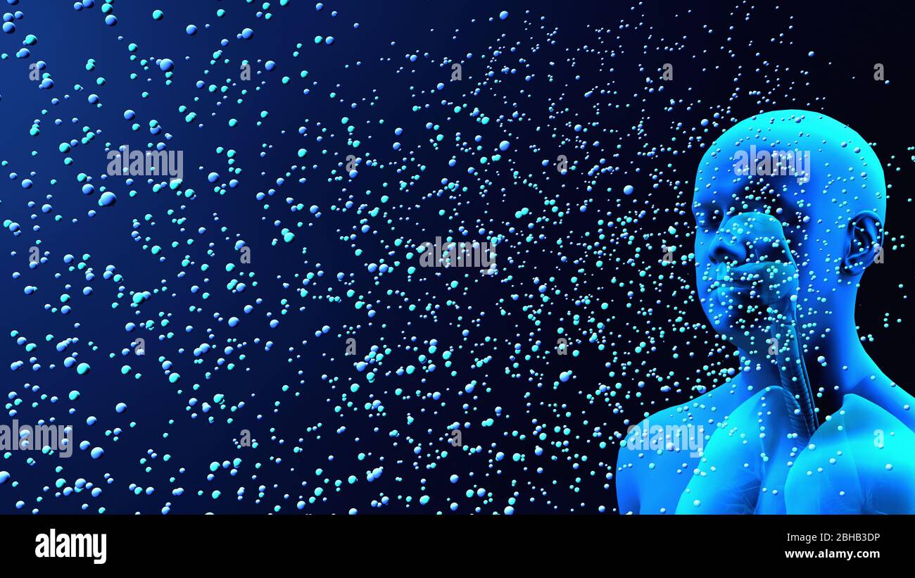 Droplet transmission of pathogens, illustration Stock Photo - Alamy