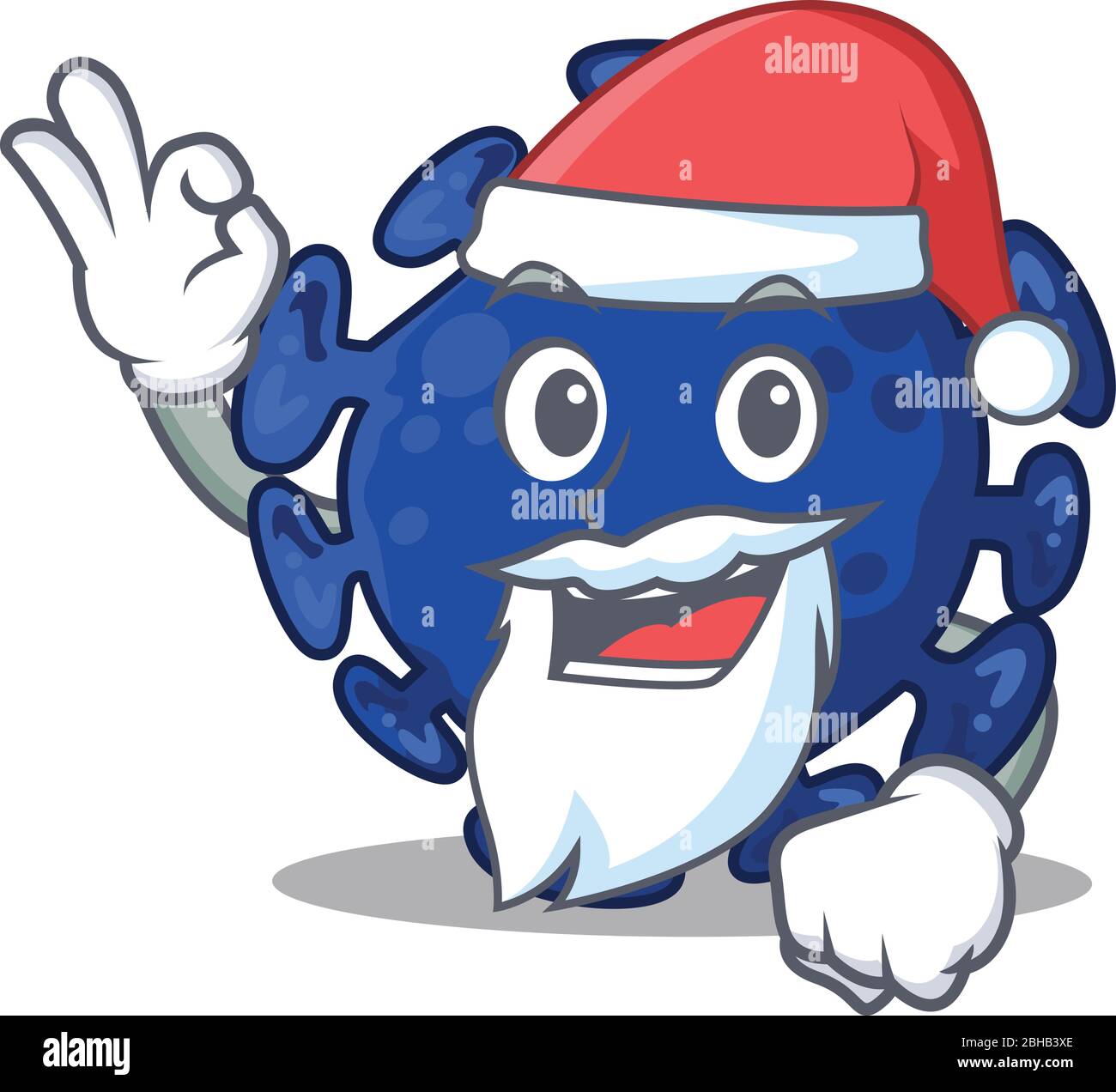 Streptococcus Santa cartoon character with cute ok finger. Vector ...