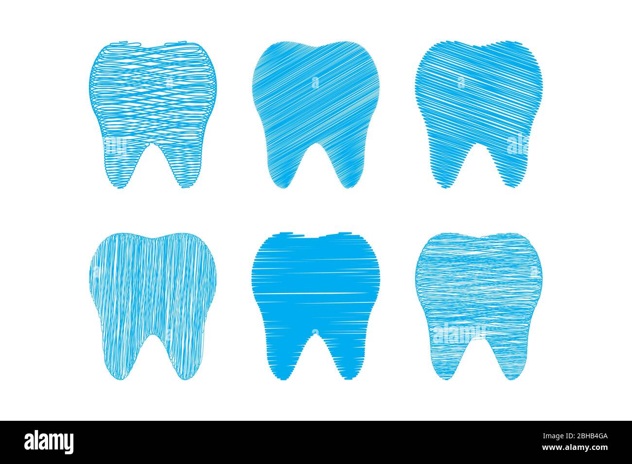 Collection of teeth stylized as hand drawing,dental care,isolated on ...