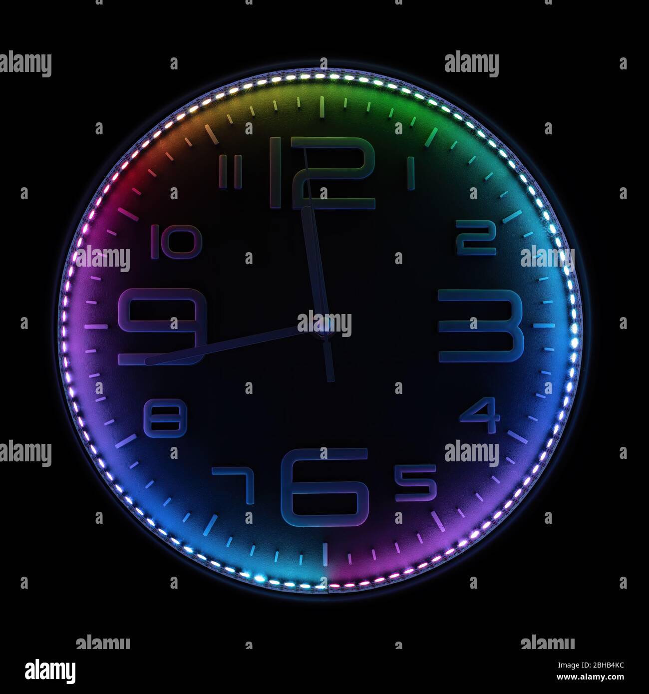 Colorful pointer clock illuminated with colorful LED Stock Photo - Alamy