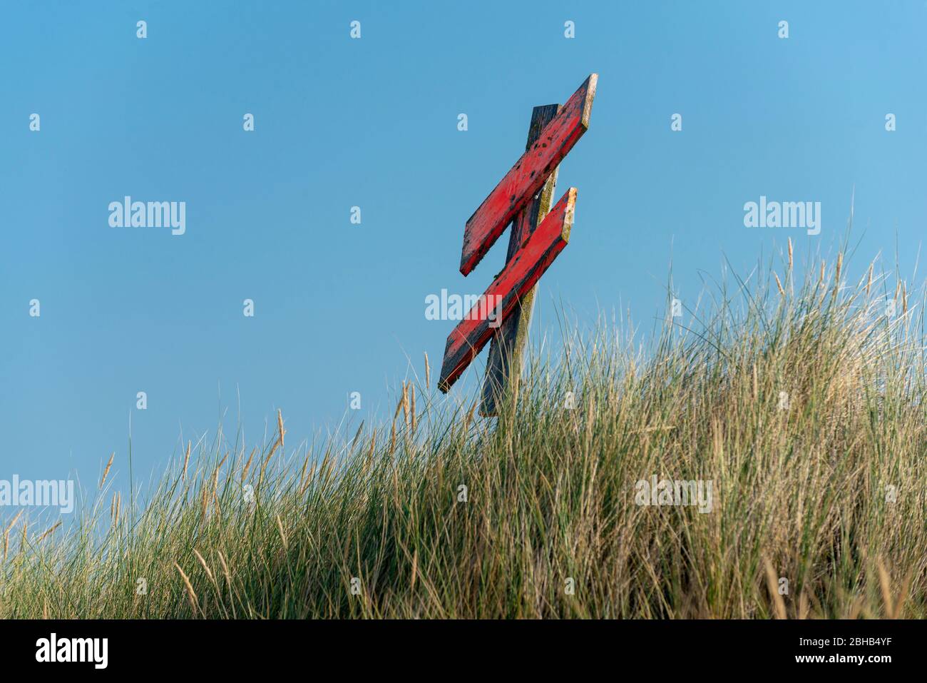 Germany, Lower Saxony, East Frisia, Juist, information sign for a dune ...