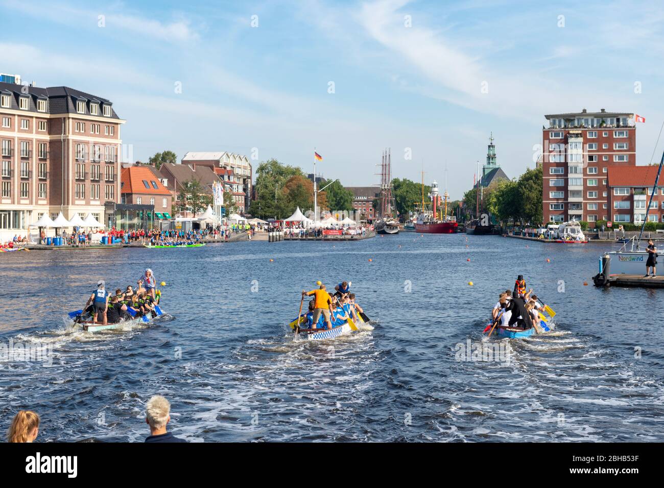 Germany, Lower Saxony, Ostfriesland, Emden, "Emder Hafenmeile" dragon ...