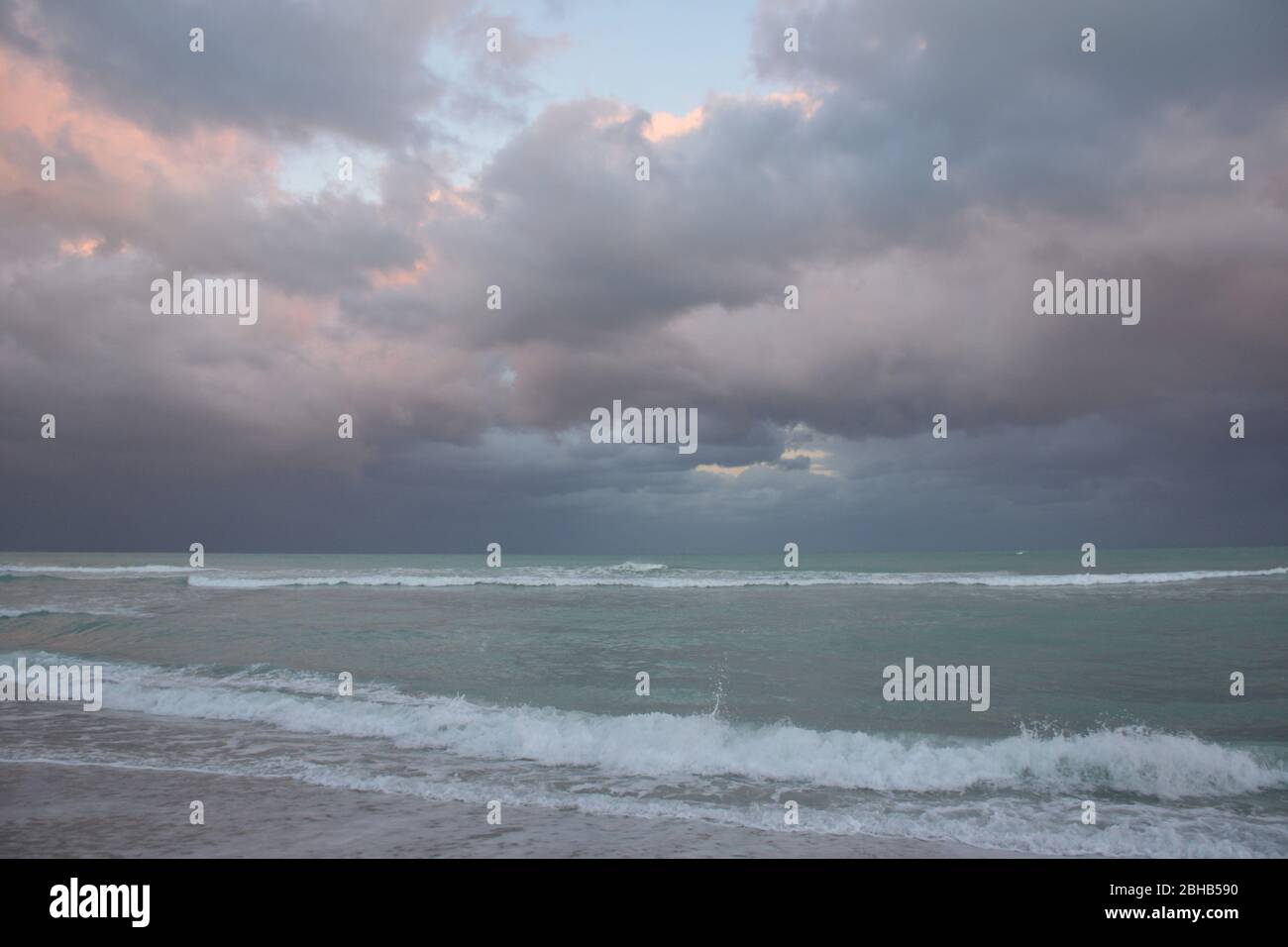Dramatic sunset storm clouds off Miami Beach, Florida, USA Stock Photo ...