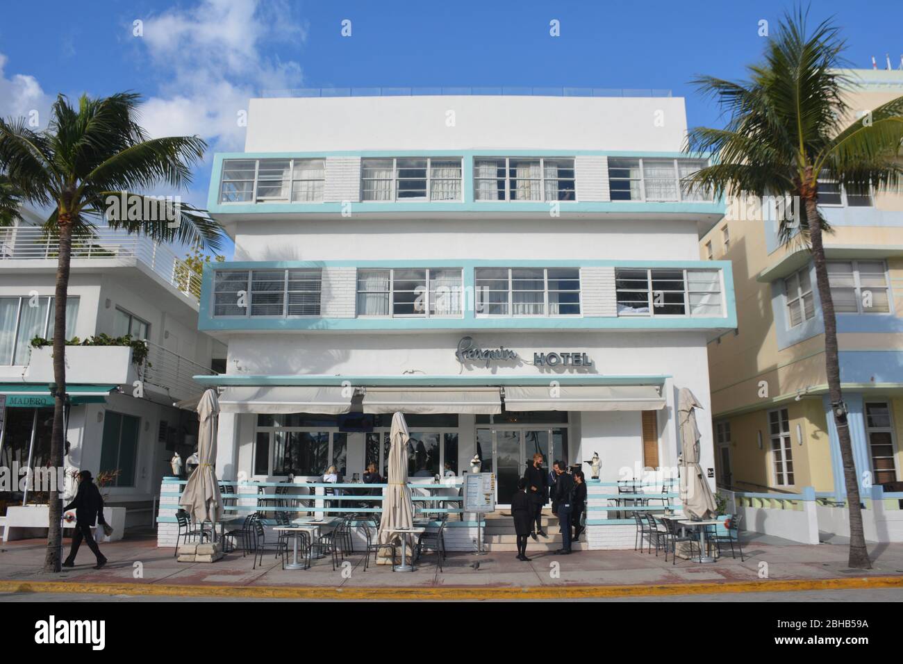The exterior of a hotel on Ocean Drive. The world's largest collection ...