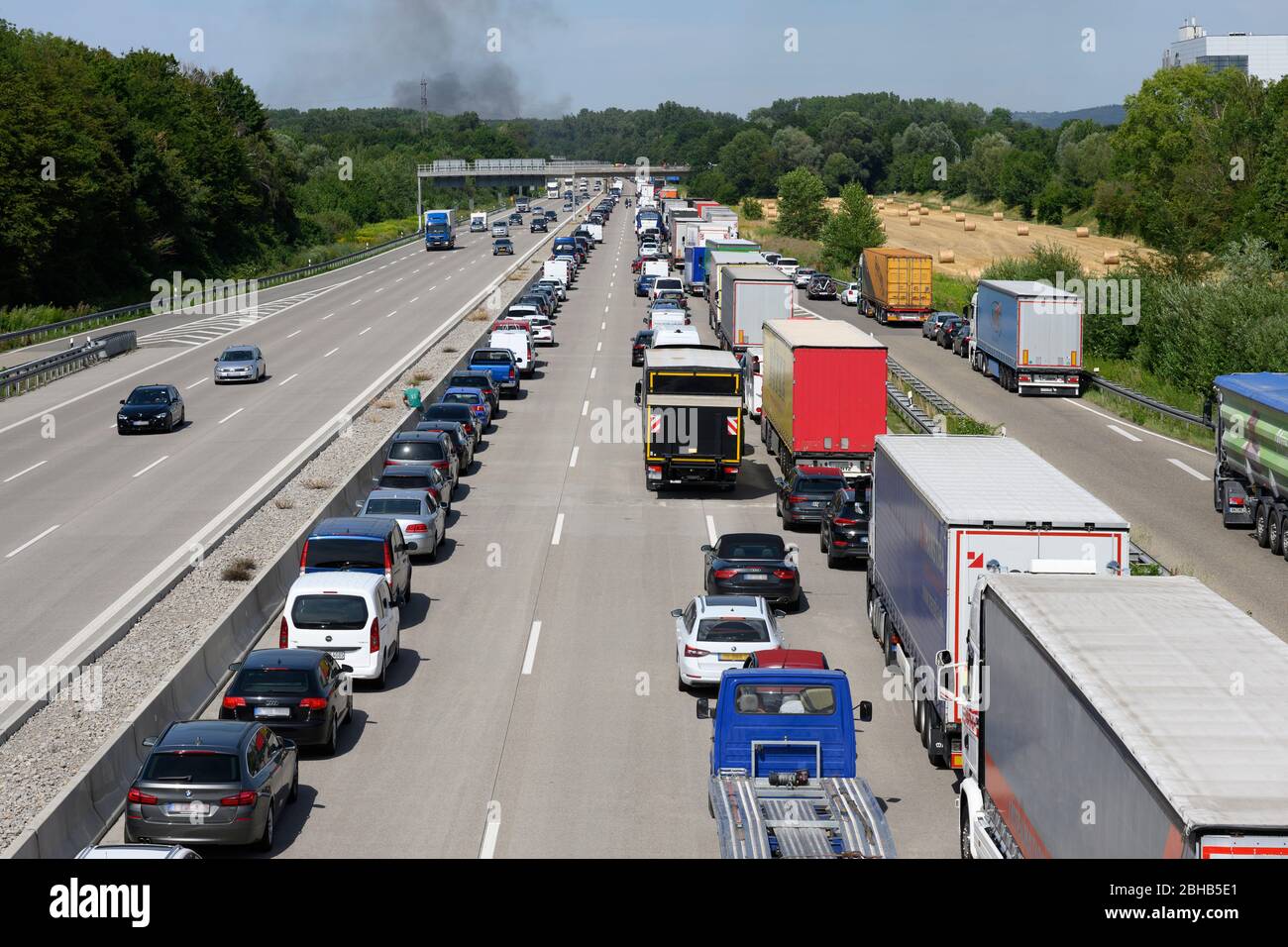 Germany, Baden-Württemberg, Karlsruhe, accident on the A5 near ...