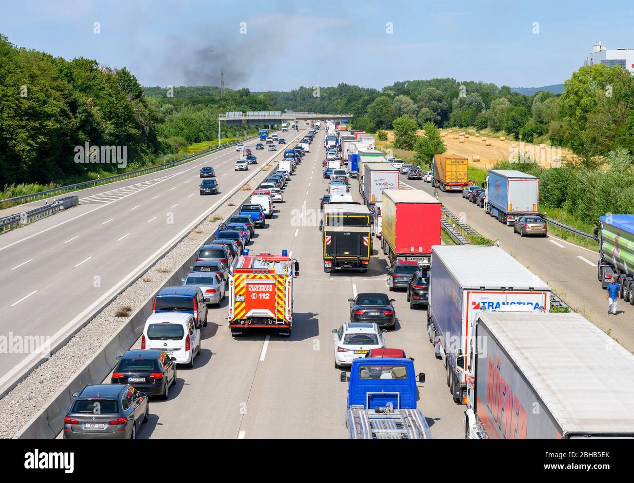 Germany, Baden-Württemberg, Karlsruhe, accident on the A5 near ...