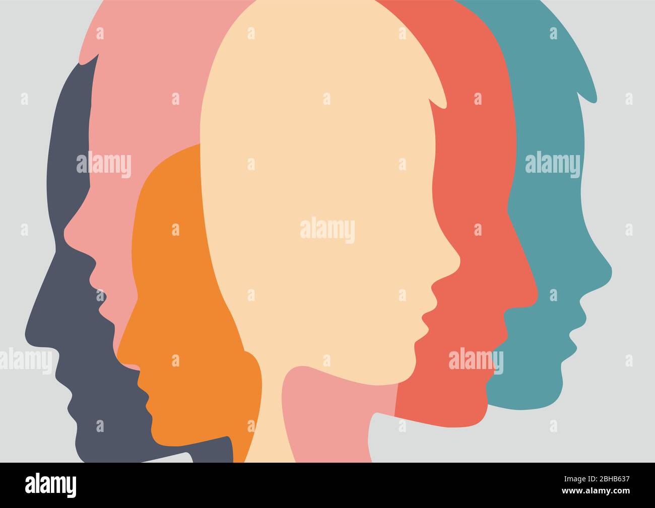 Abstract people and crowd. Concept of fusion of thoughts Stock Vector ...