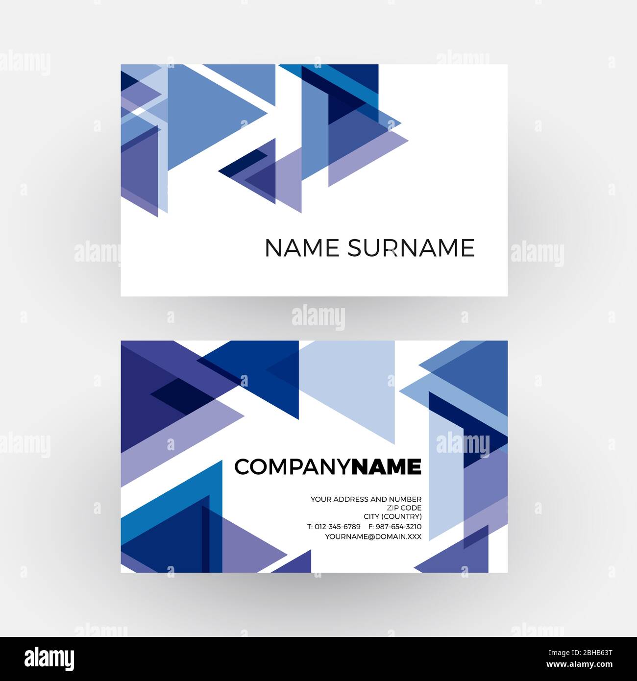 Vector abstract minimal geometric with arrows and triangles in blue and ...