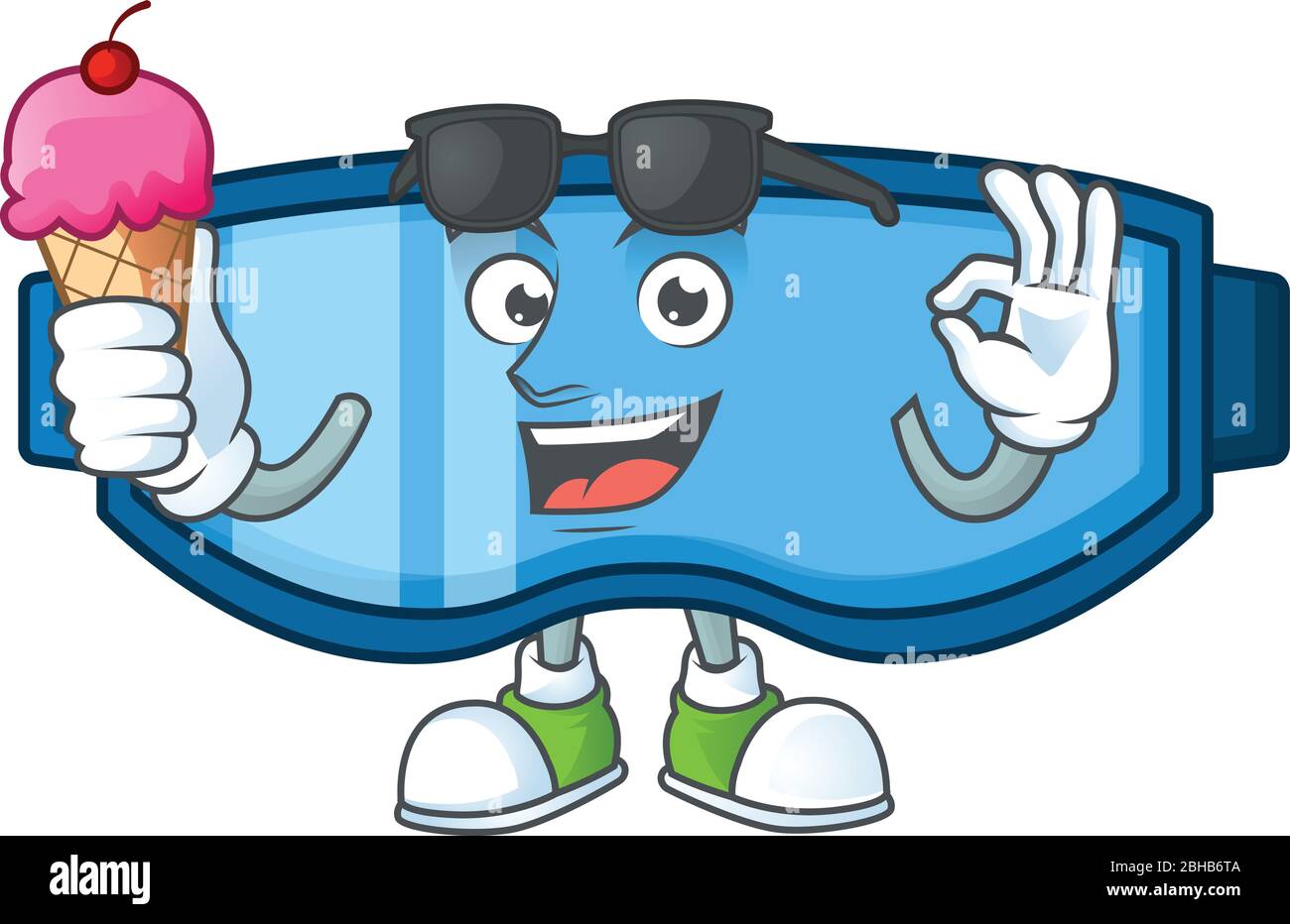Cute safety glasses cartoon character enjoying an ice cream Stock ...