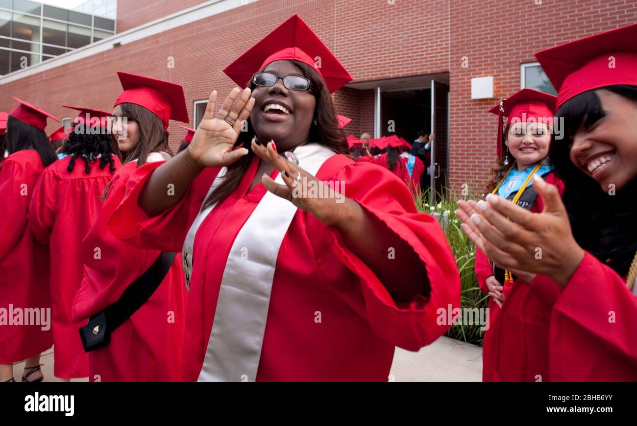 Houston, Texas USA, May 29, 2010: Excited Black high school senior ...