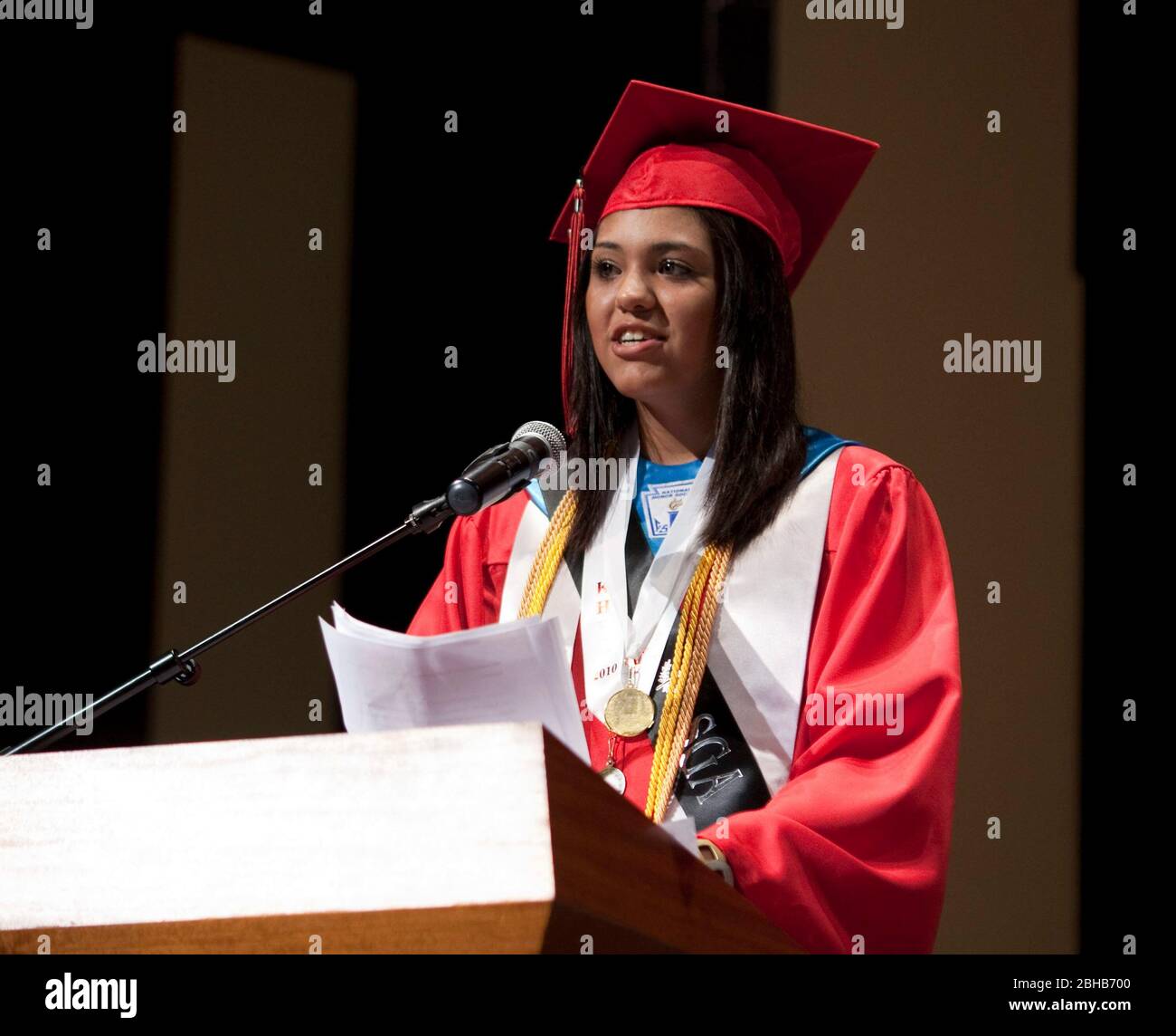 Houston Texas USA, May 29 , 2010: Hispanic high school senior giving ...