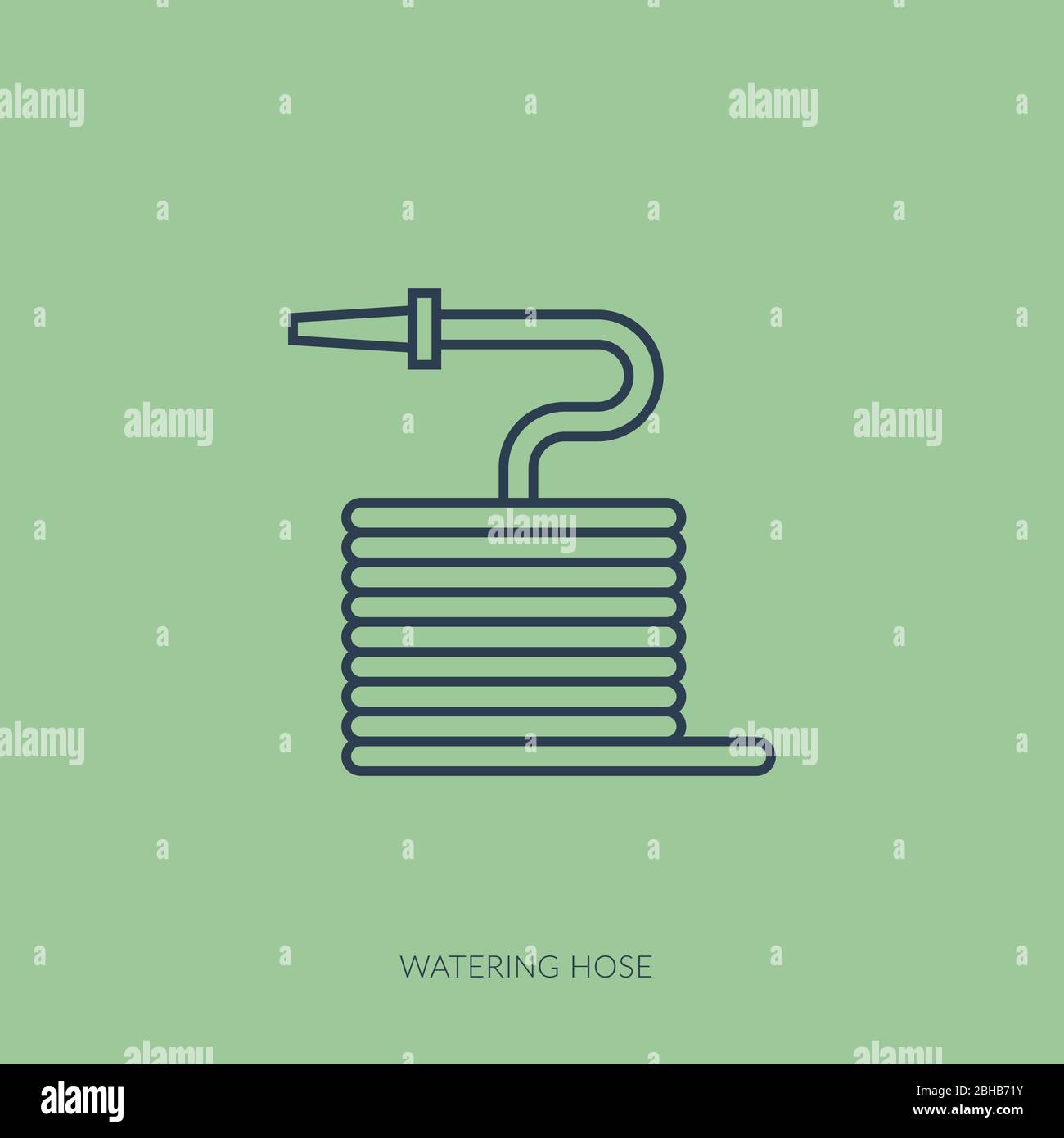 Vector outline icon of home farming and gardening - watering hose Stock ...