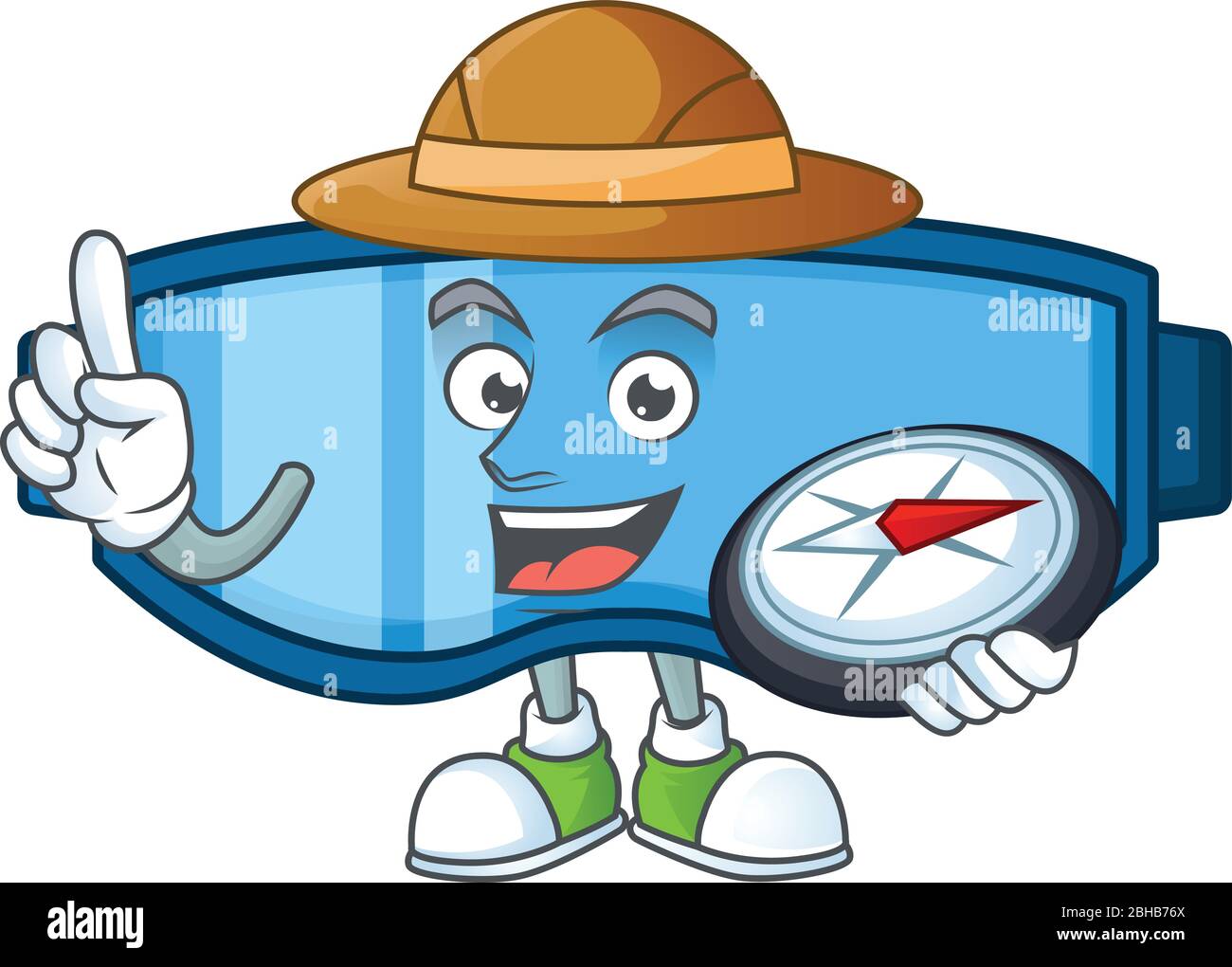 World explorer safety glasses cartoon design style using compass Stock ...