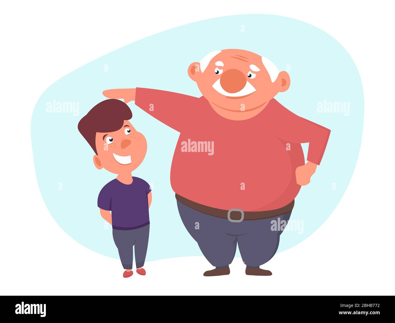 child w receives praise from his grandfather. Father stroked hos son ...