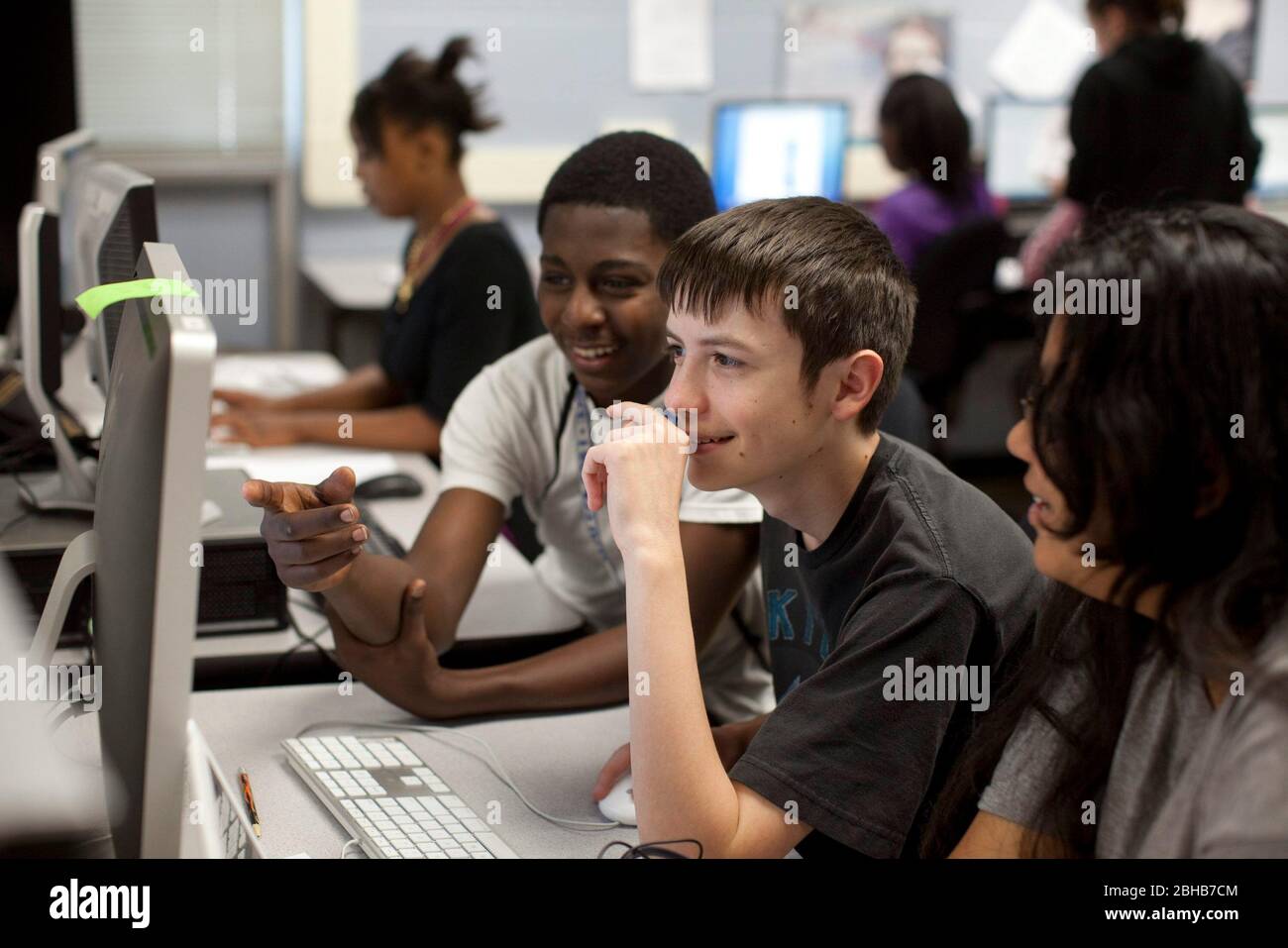 Manor, Texas USA, May 11, 2010: High school students in computer lab at ...