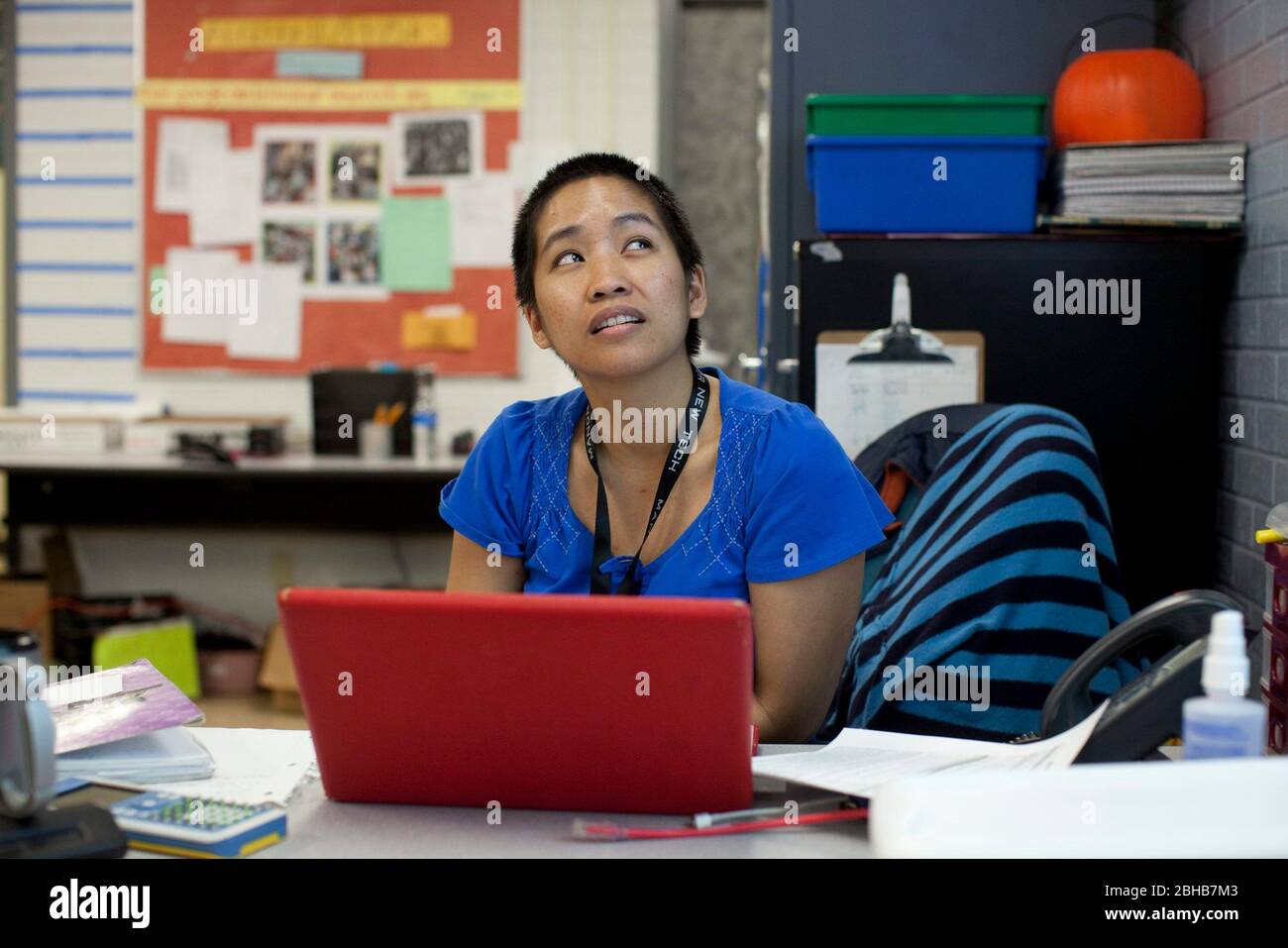 Manor Texas USA, May 11, 2010: Female high school mathematics teacher ...