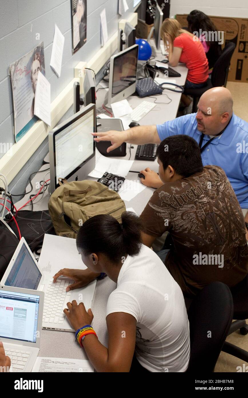 Manor, Texas USA, May 11, 2010: High school students and instructor in ...
