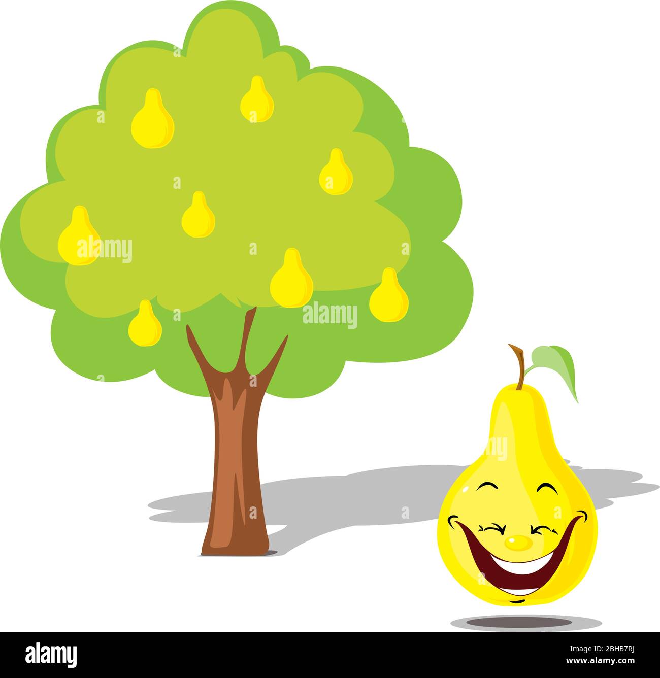 Pear falling from tree - flat design illustration Stock Vector Image ...